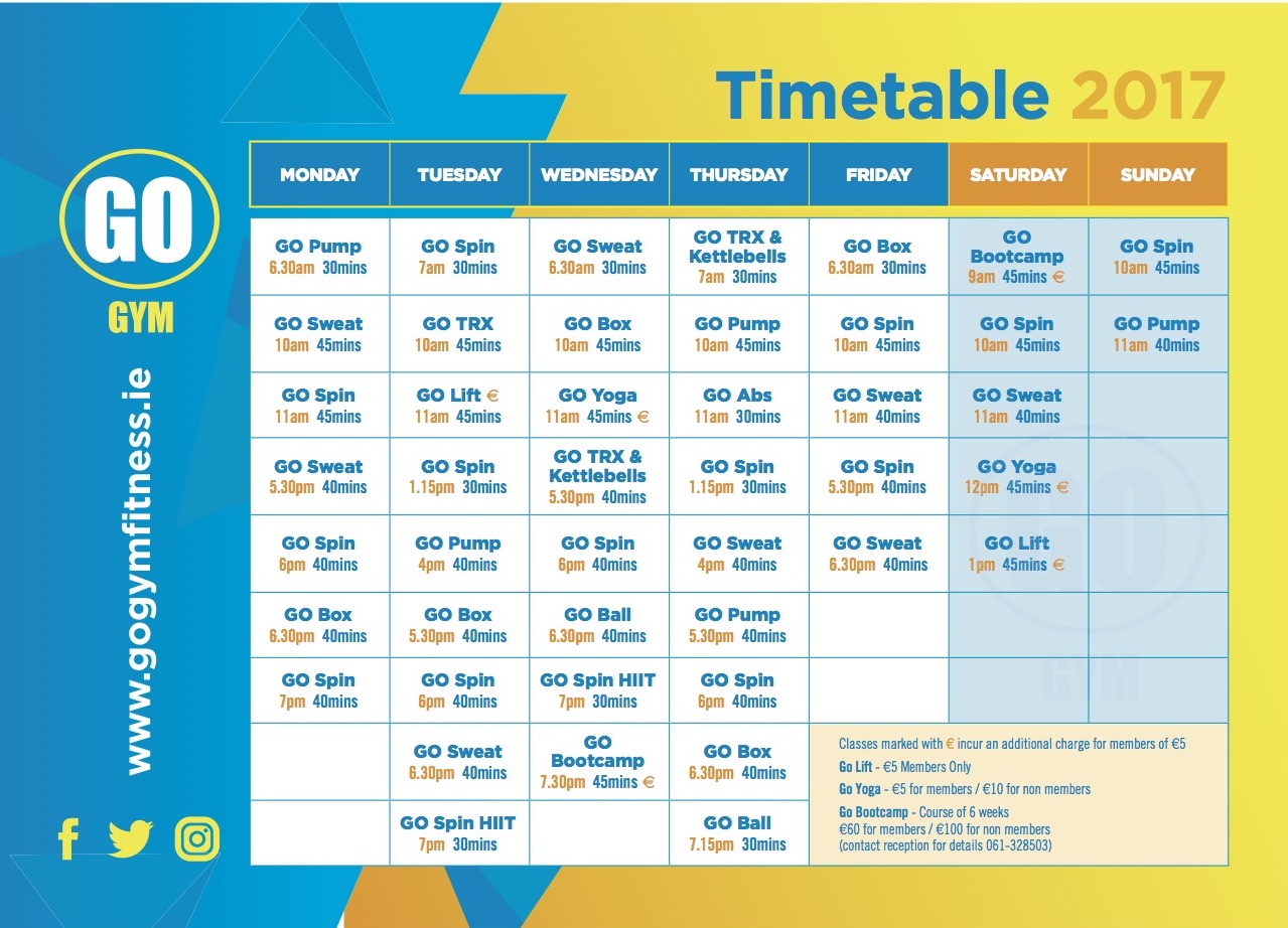 NOVEMBER TIMETABLE | Go Gym Limerick